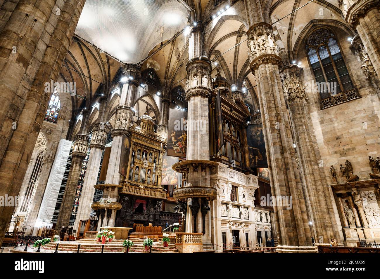 Altar with frescoes by the Duomo. Italy, Milan Stock Photo - Alamy