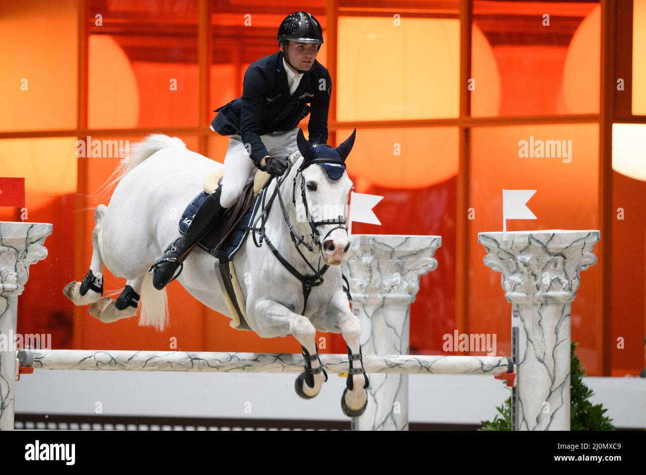 Bryan Balsiger competes during the Saut Hermes at Le Grand Palais ...