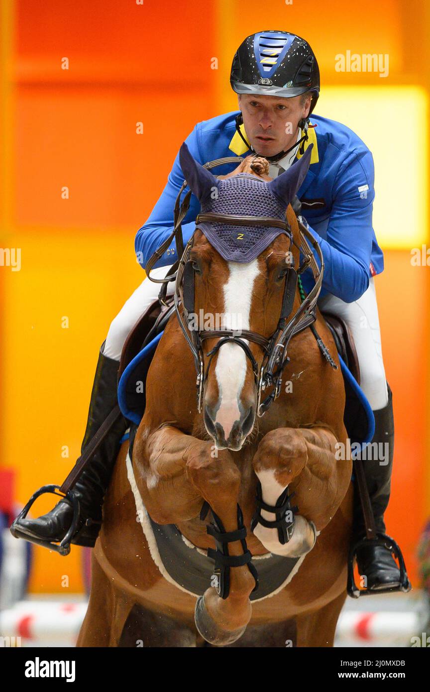 Christian Halmann competes during the Saut Hermes at Le Grand Palais ...