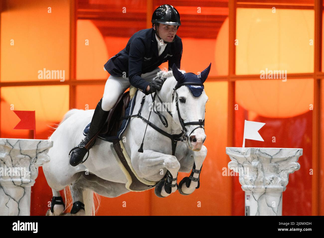 Bryan Balsiger competes during the Saut Hermes at Le Grand Palais ...