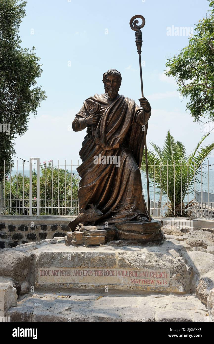 Sculpture of St. Peter in Capernaum, near the Modern Memorial Stock ...
