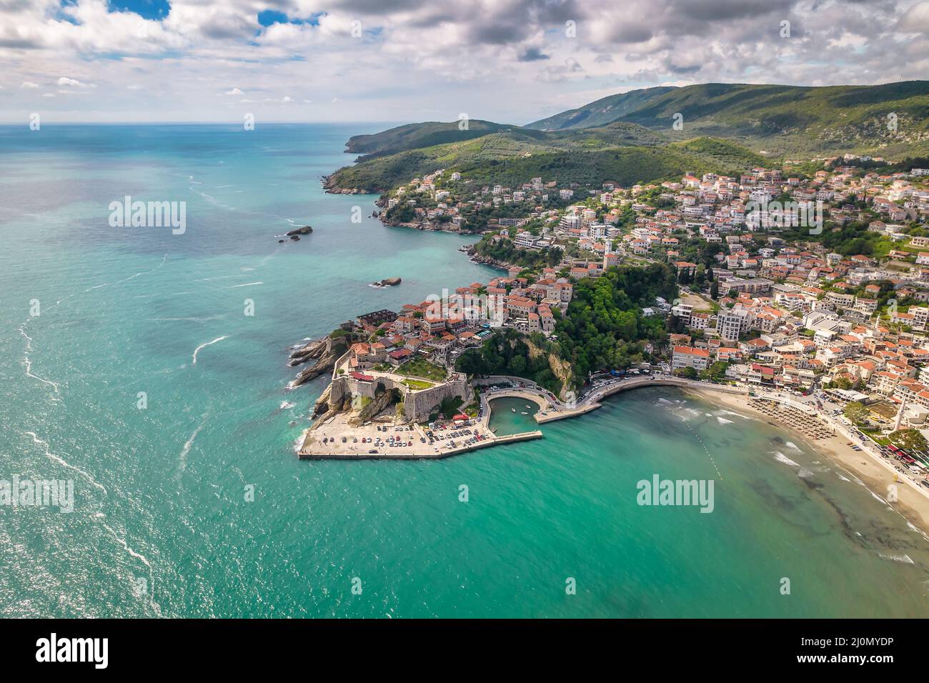 Aerial view of Ulcinj, famous resort town in Montenegro Stock Photo - Alamy