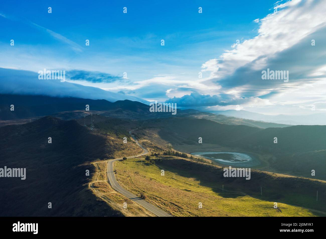 Aerial view of the road to Jvari Monastery in Georgia Stock Photo - Alamy