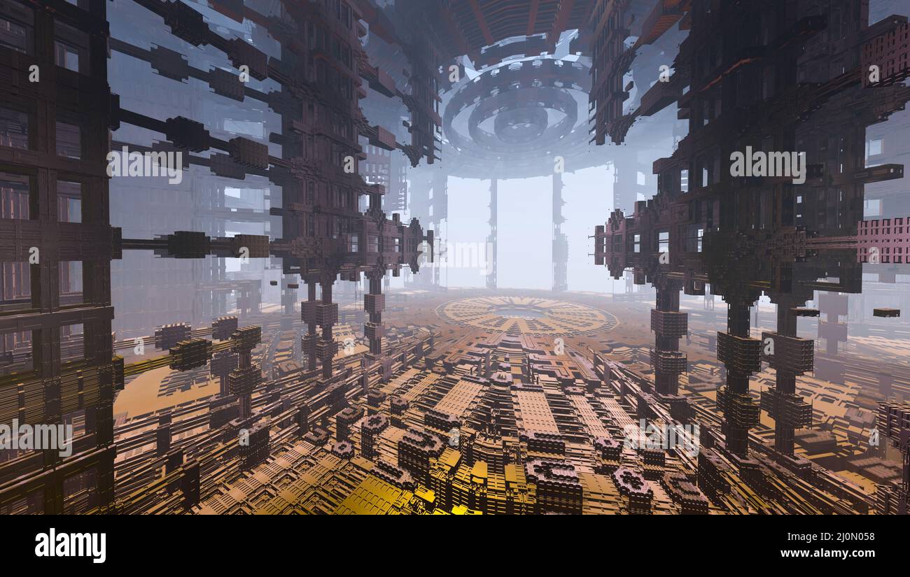 Fractal bridge building. Abstract Computer generated Fractal design. 3D ...