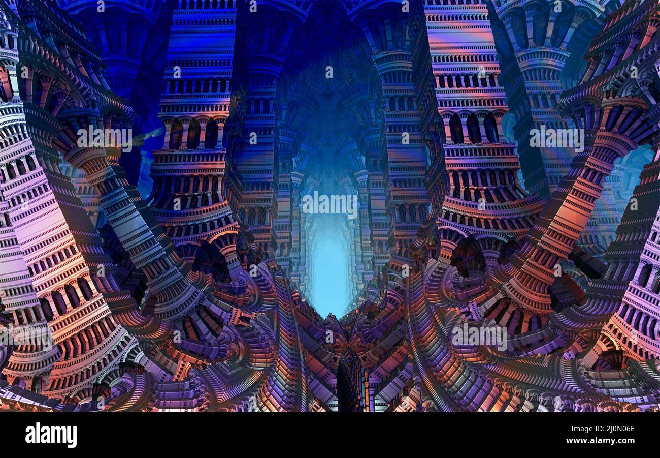 Fractal building. Abstract Computer generated Fractal design. 3D ...