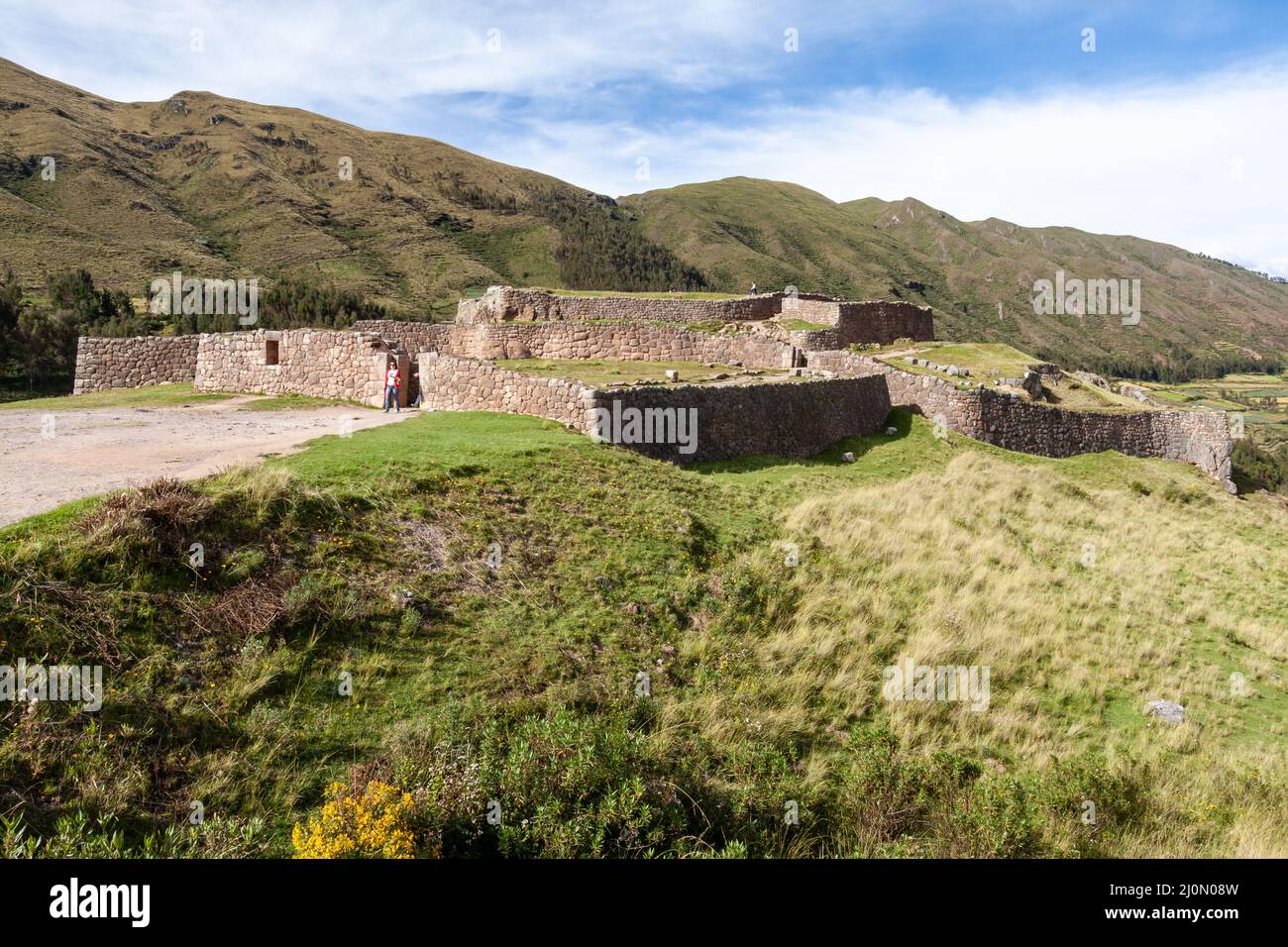 Beautiful view of the Puka Pukara Inca Archaeological Complex with its ...
