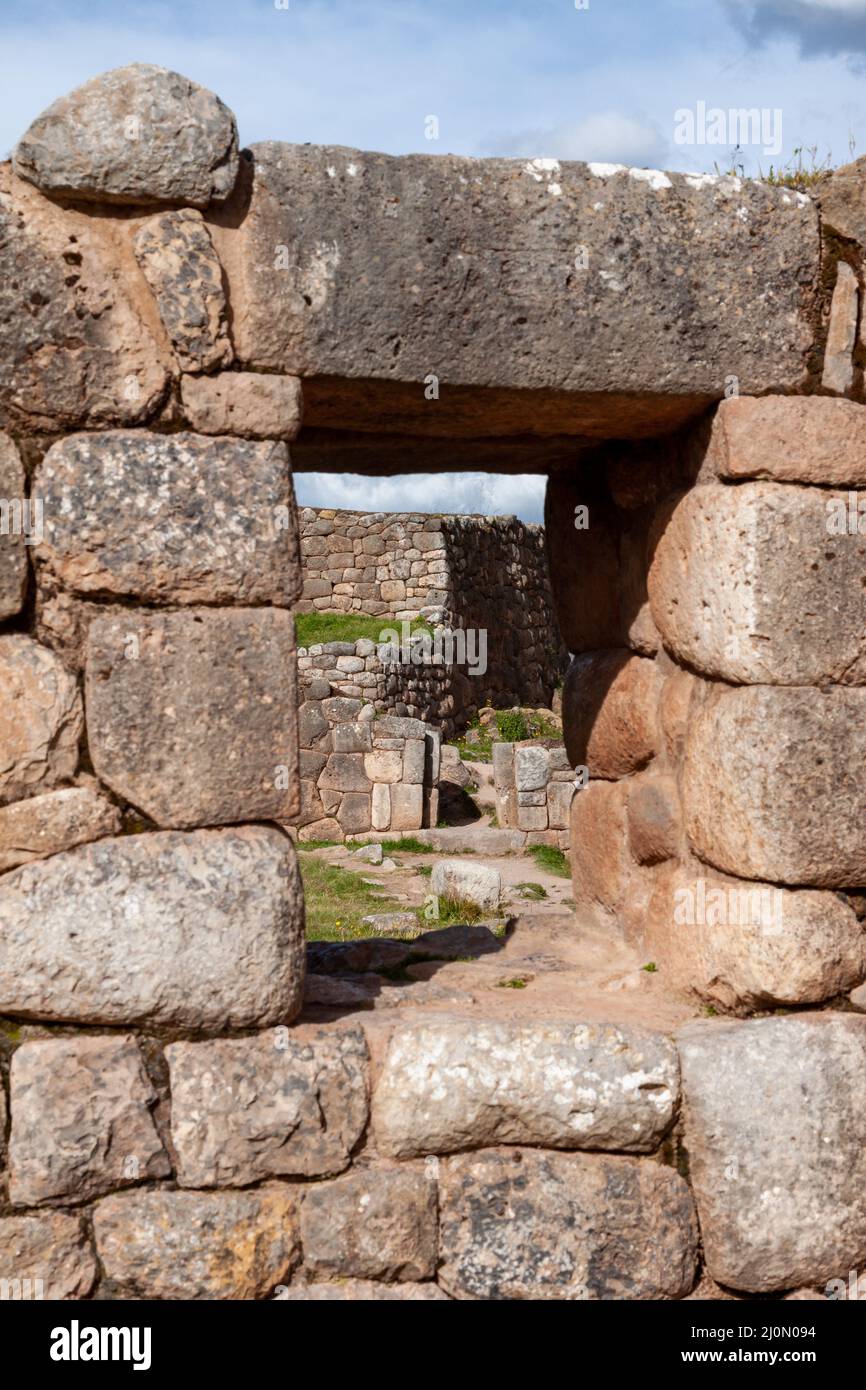 Beautiful view of the Puka Pukara Inca Archaeological Complex with its ...