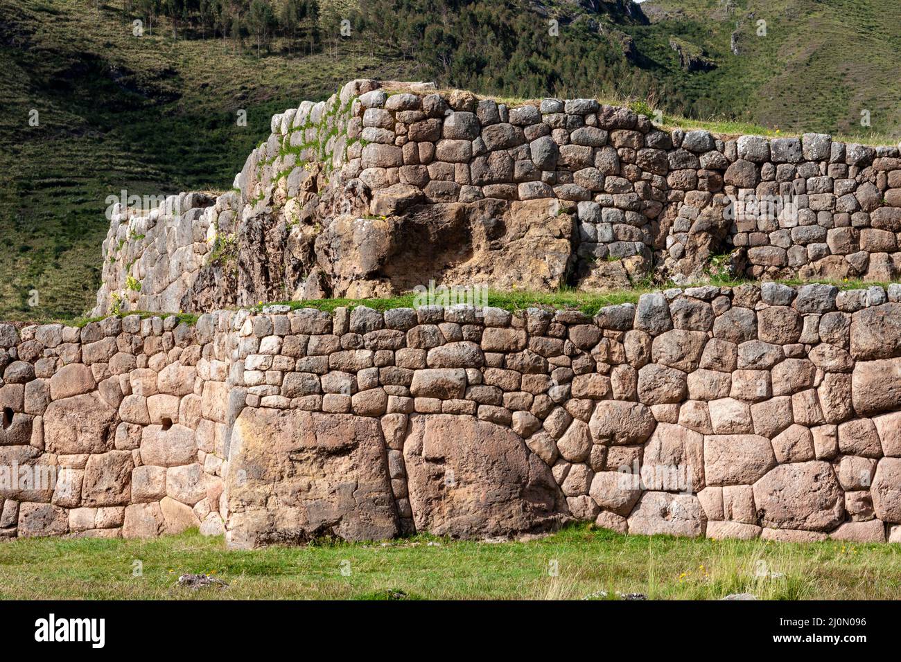 Beautiful view of the Puka Pukara Inca Archaeological Complex with its ...