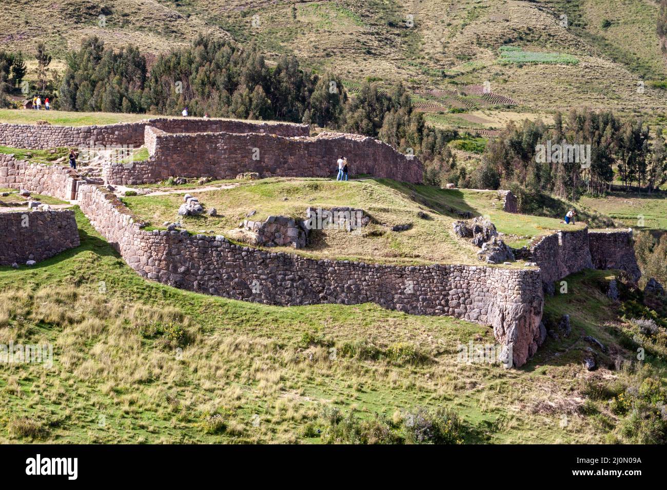 Beautiful view of the Puka Pukara Inca Archaeological Complex with its ...
