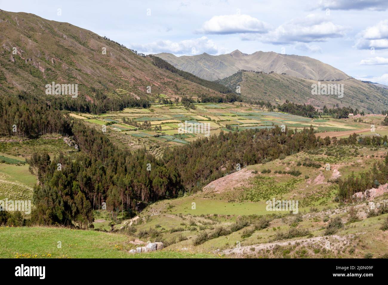 Beautiful view of the Puka Pukara Inca Archaeological Complex with its ...