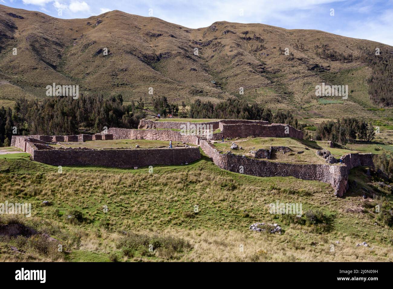 Beautiful view of the Puka Pukara Inca Archaeological Complex with its ...