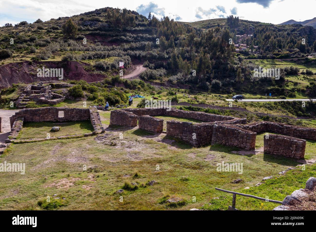 Beautiful view of the Puka Pukara Inca Archaeological Complex with its ...