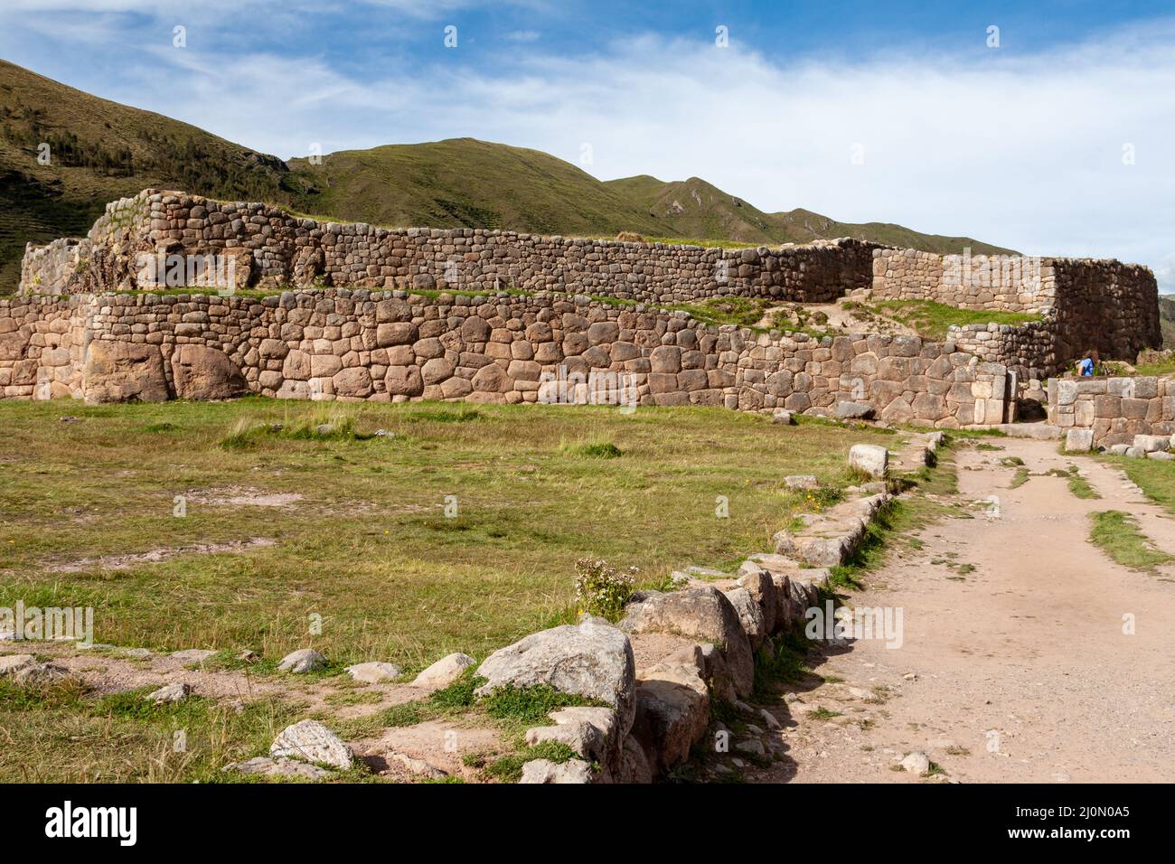 Beautiful view of the Puka Pukara Inca Archaeological Complex with its ...