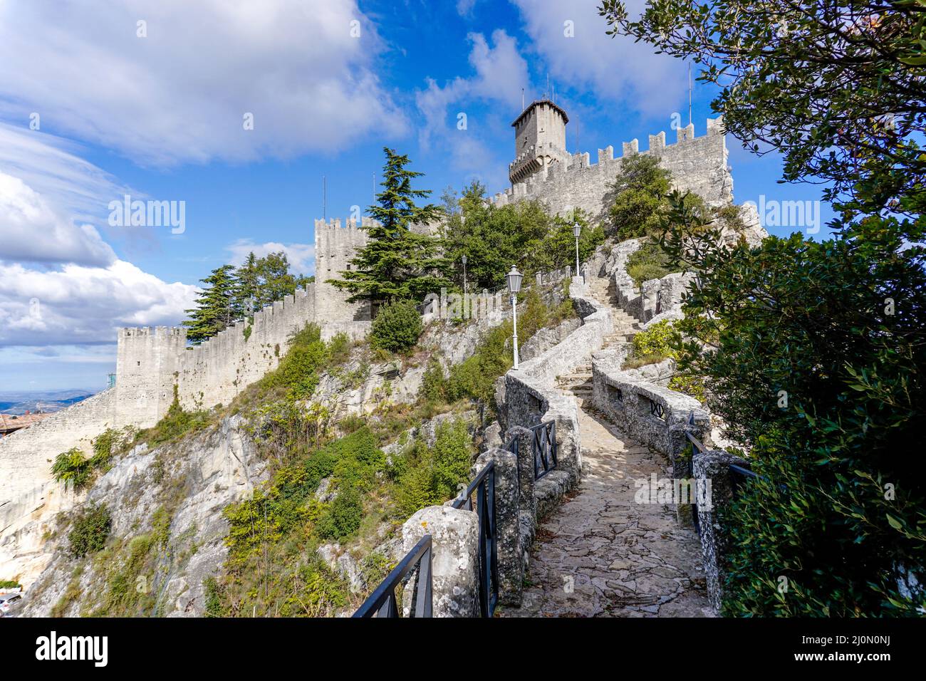 The Rocca della Guaita Castle on top of the mountain in the capital of ...