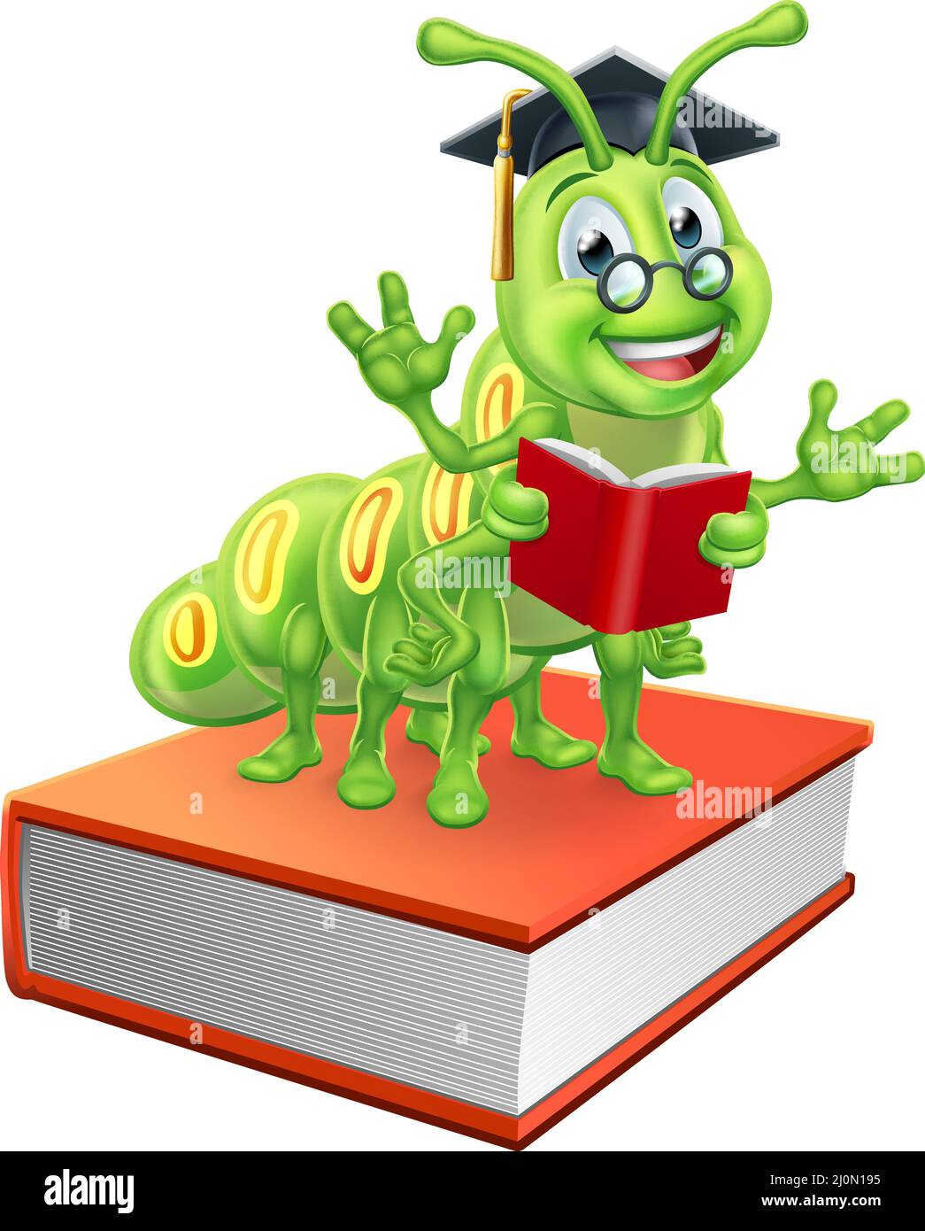 Book Worm Caterpillar Character Stock Vector Image & Art - Alamy