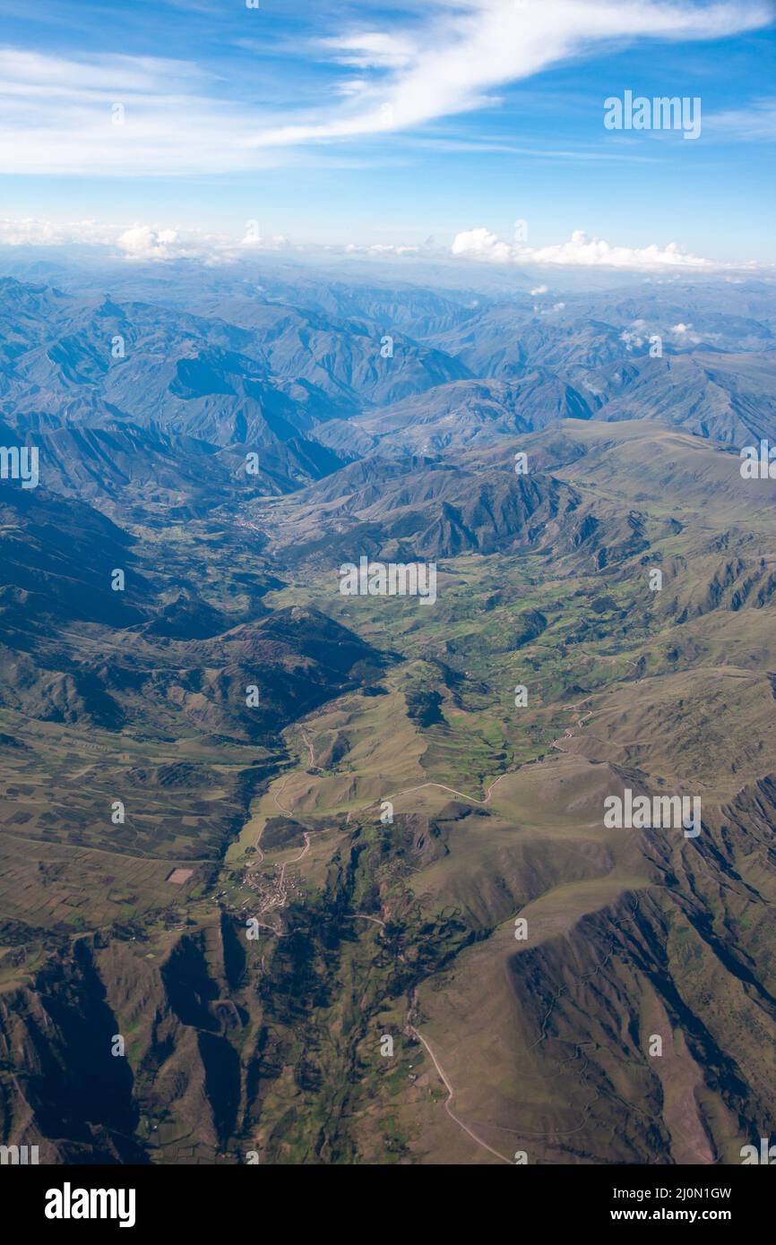 Beautiful view of the Andes mountains from the airplane to LIma, Peru ...