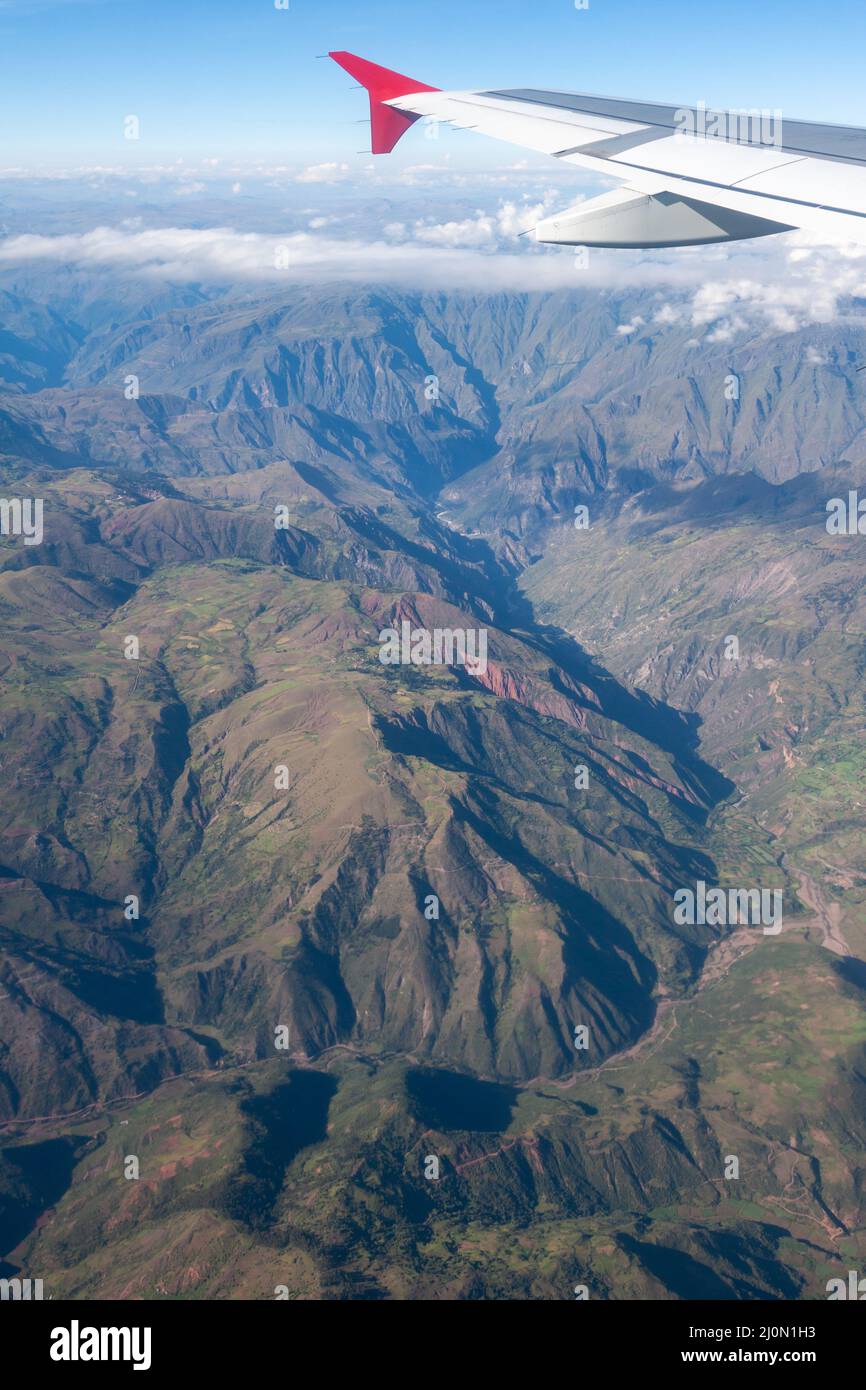 Beautiful view of the Andes mountains from the airplane to LIma, Peru ...