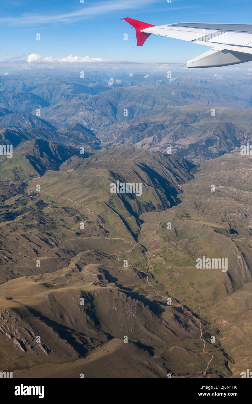 Beautiful view of the Andes mountains from the airplane to LIma, Peru ...