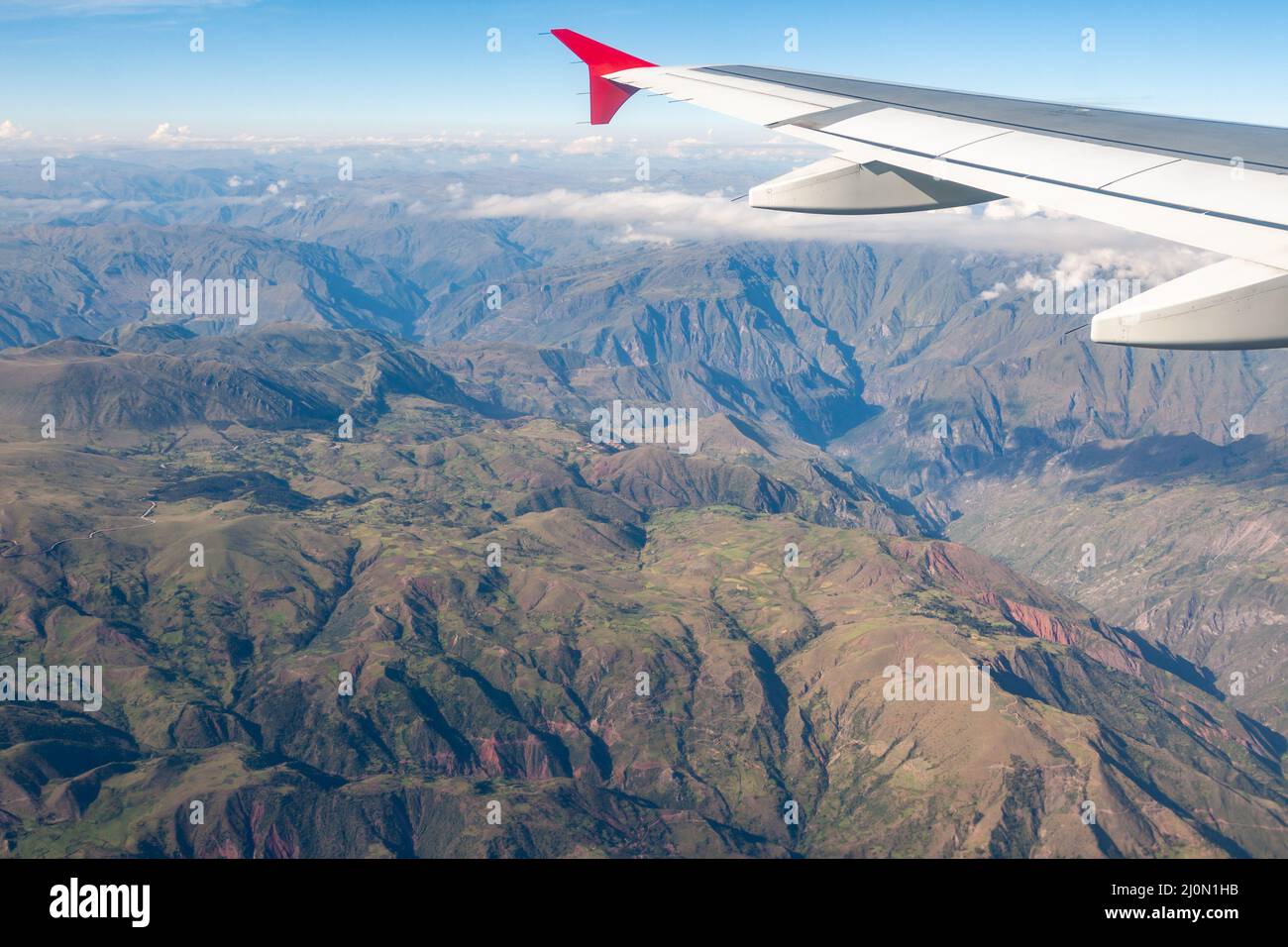 Beautiful view of the Andes mountains from the airplane to LIma, Peru ...