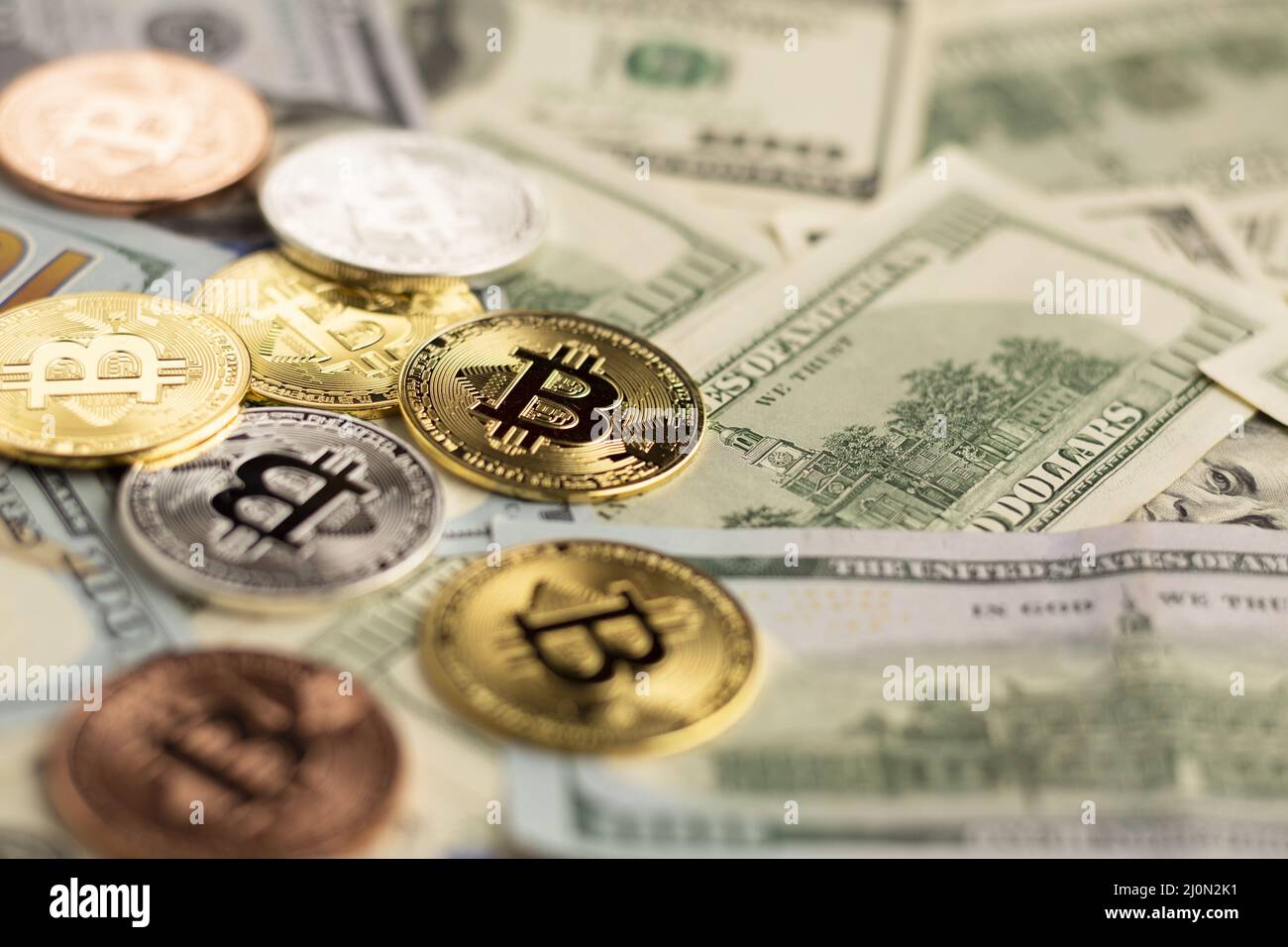 Bitcoin coin above digital hi-res stock photography and images - Alamy