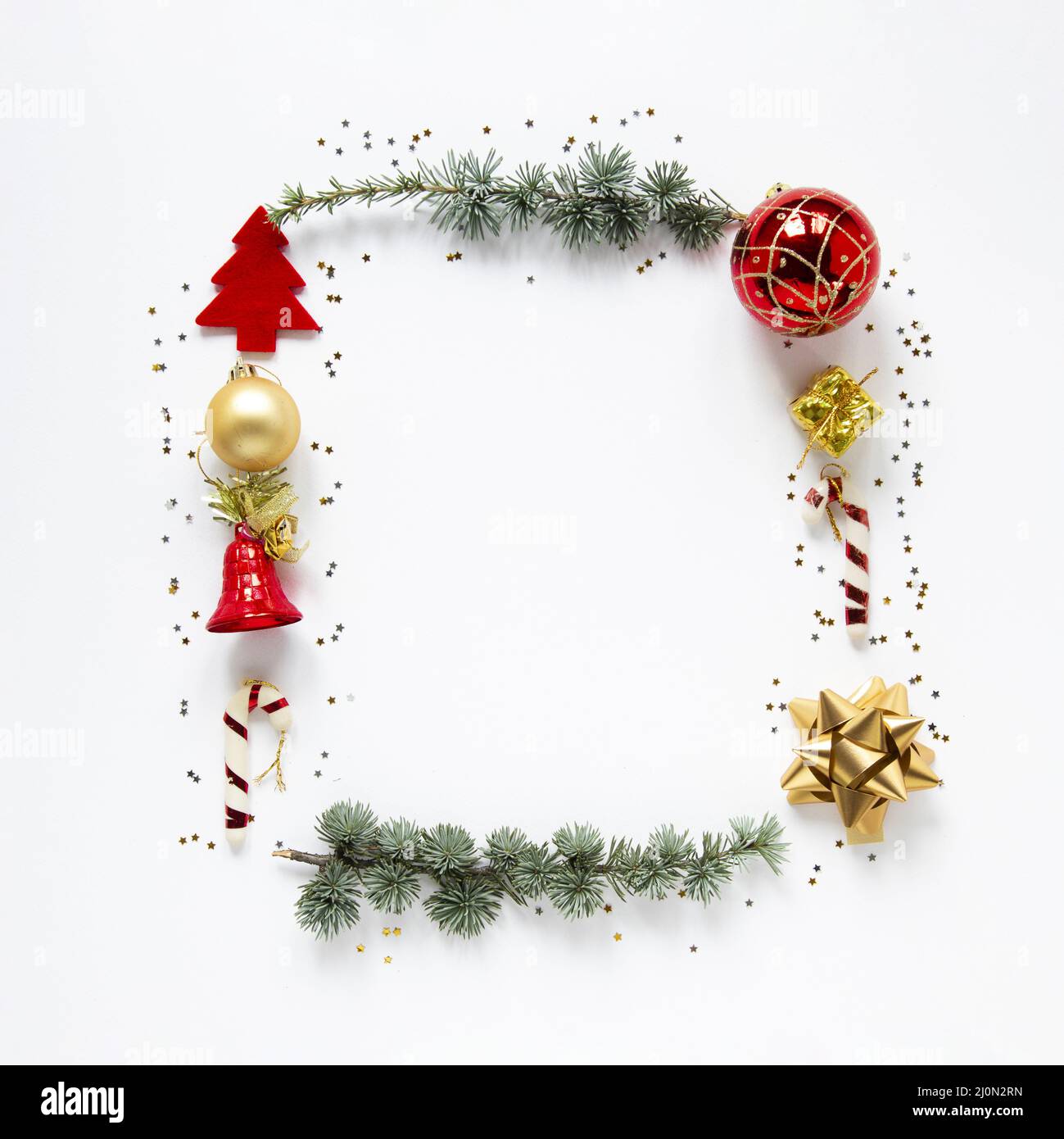 Decorative christmas frame on white background Stock Photo - Alamy