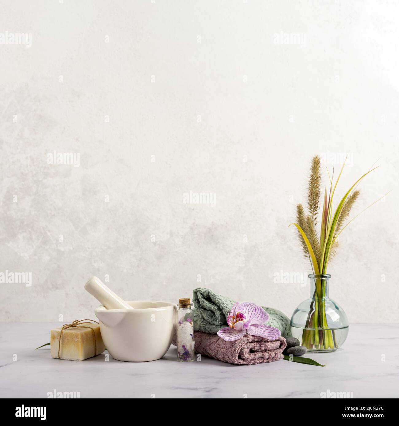 Beautiful assortment with spa items Stock Photo - Alamy