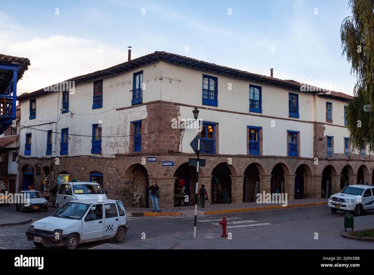 Closeup of a Historical building in downtown Cusco, Peru Stock Photo ...