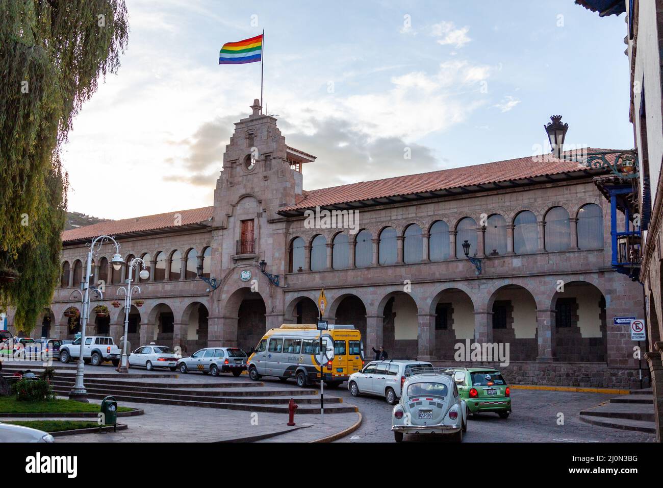Closeup of a Historical building in downtown Cusco, Peru Stock Photo ...
