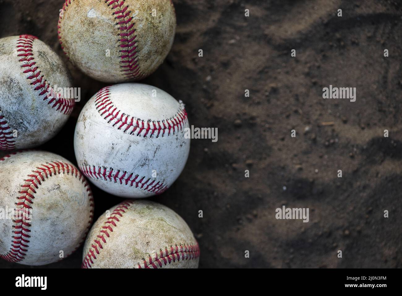 Close up dirty baseballs with copy space Stock Photo - Alamy