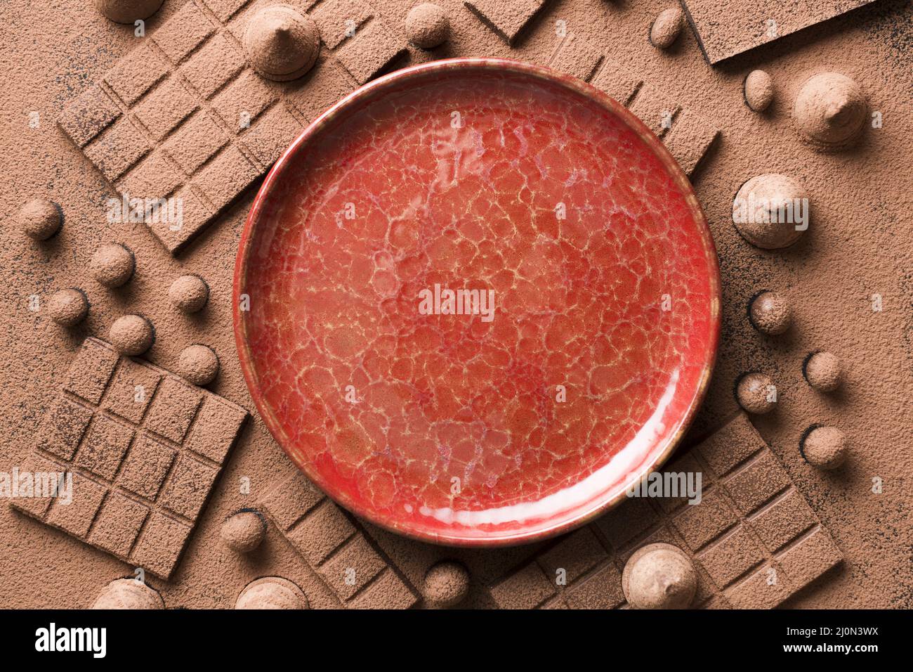 Flat lay assortment with chocolate Stock Photo - Alamy