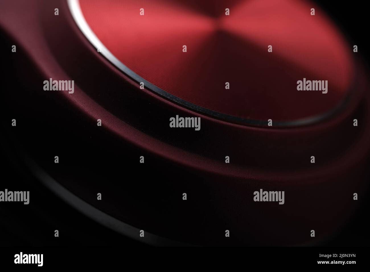 Close-up view of the red geometric shape of the hi-tech object Stock ...