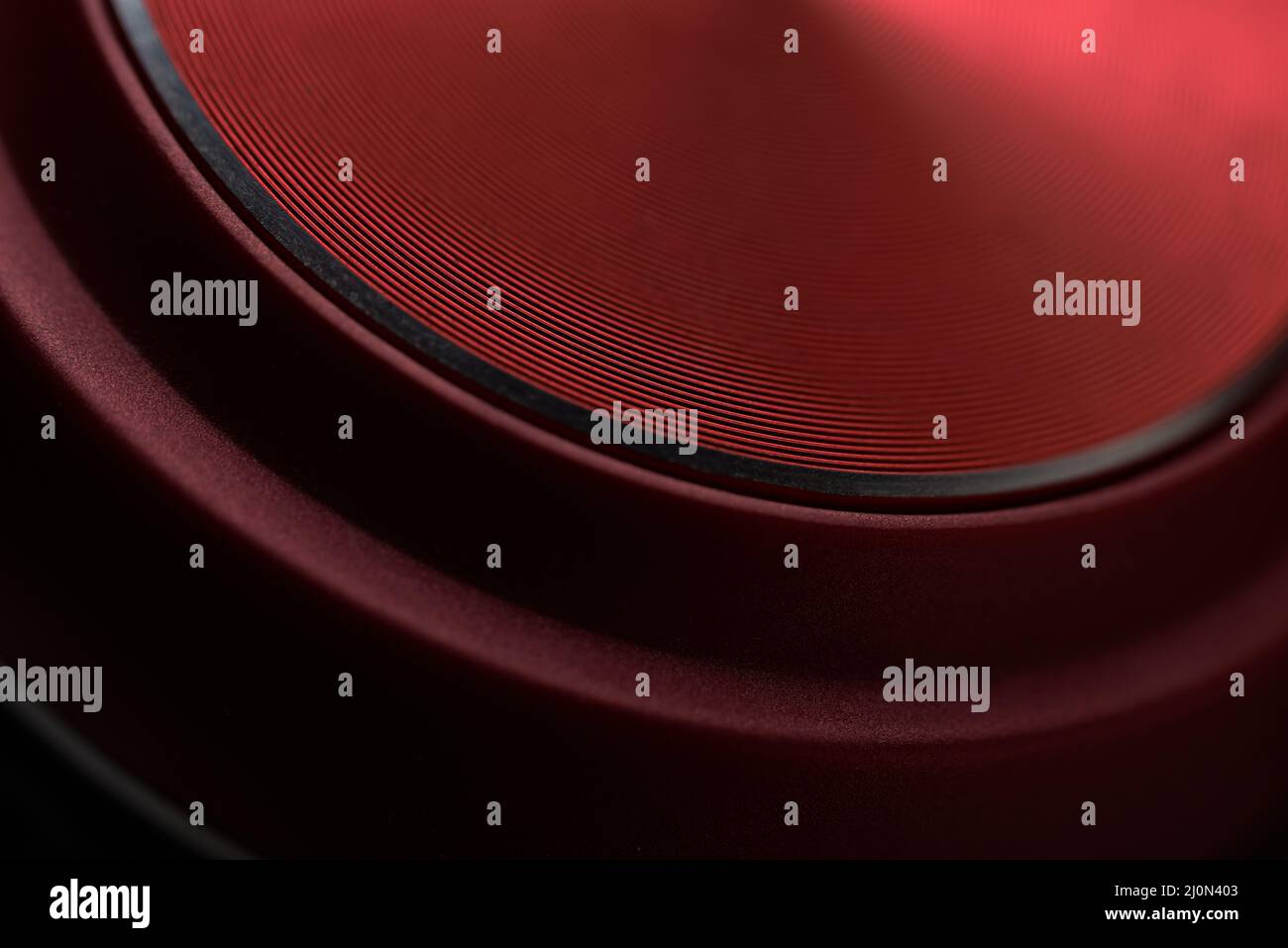 Close-up view of the red geometric shape of the hi-tech object Stock ...