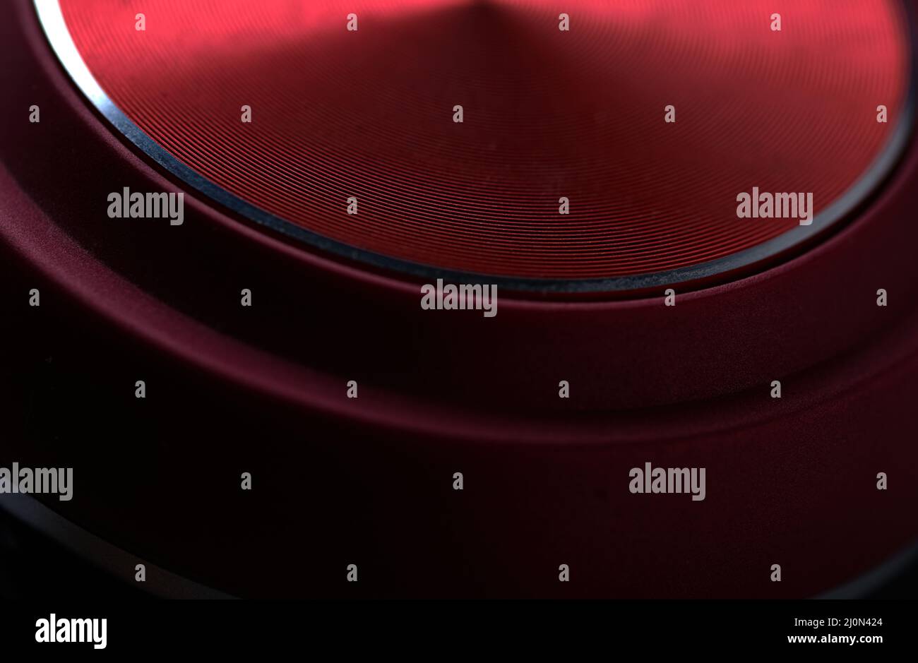 Close-up view of the red geometric shape of the hi-tech object Stock ...