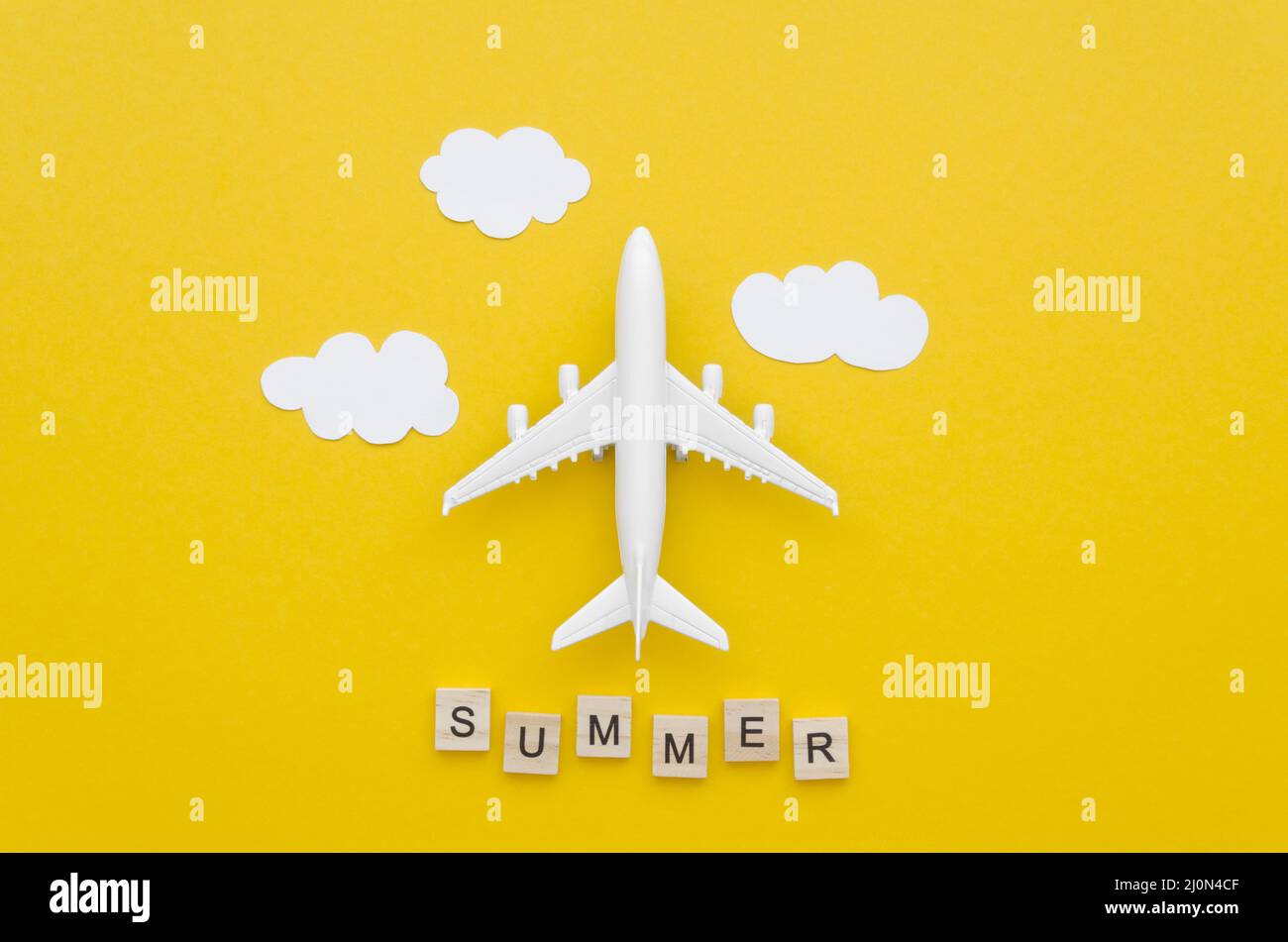 Flat lay airplane toy table Stock Photo - Alamy