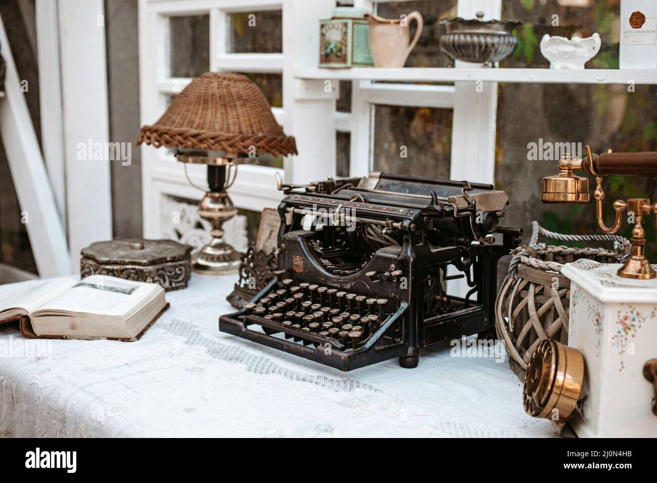 Vintage old typewriter in shabby chic interior Stock Photo - Alamy
