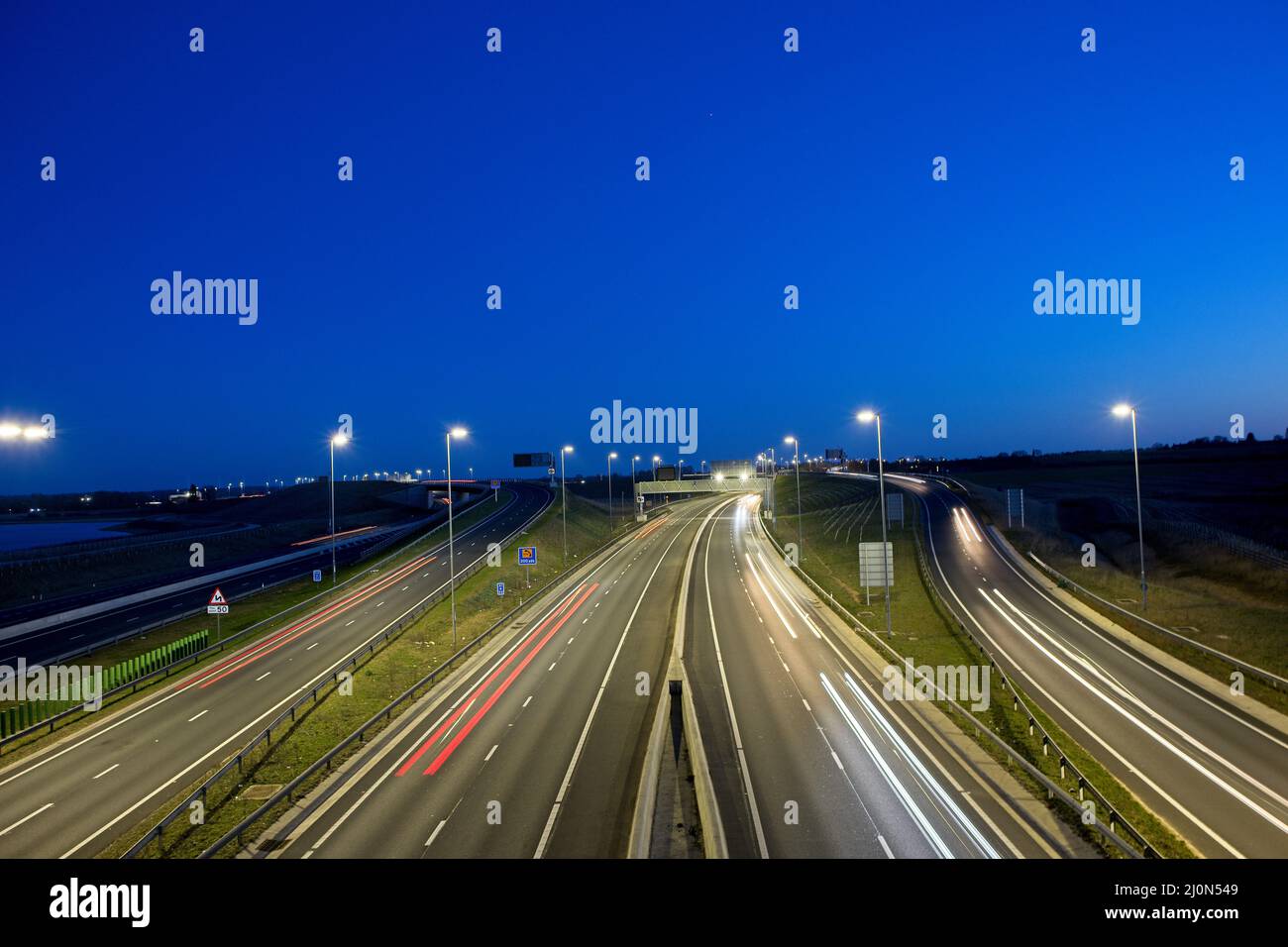 Light trails at the A1/A14 junction, Cambridgeshire Stock Photo - Alamy