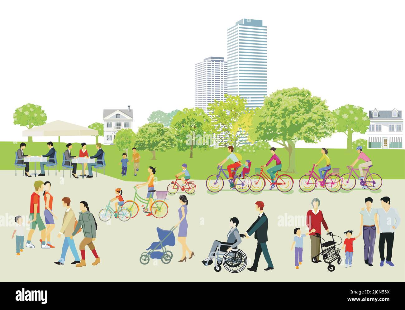 Families and other people have a rest in nature during free time ...