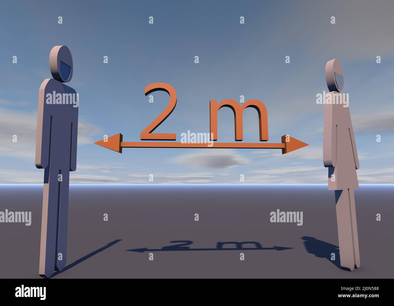 The distance is two meters. Safe distance between people with viral ...