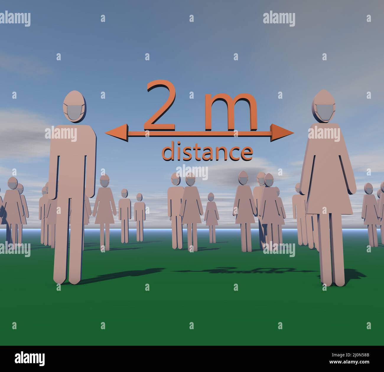 The distance is two meters. Safe distance between people with viral ...