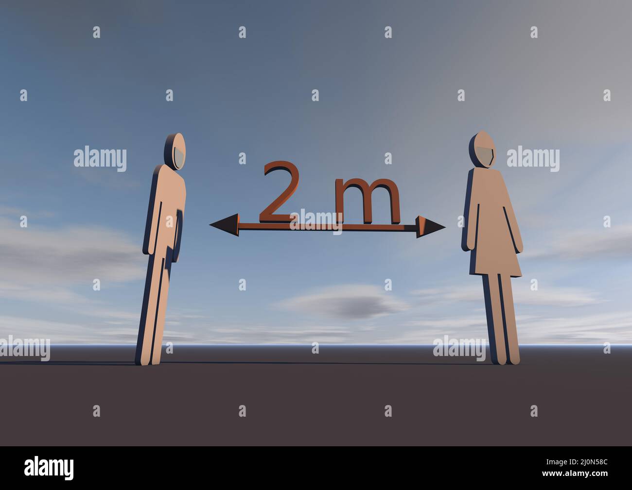 The distance is two meters. Safe distance between people with viral ...