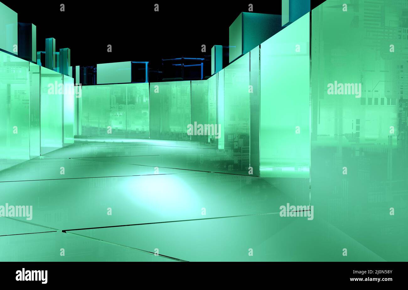 Abstract techno background in green. 3D rendering Stock Photo - Alamy