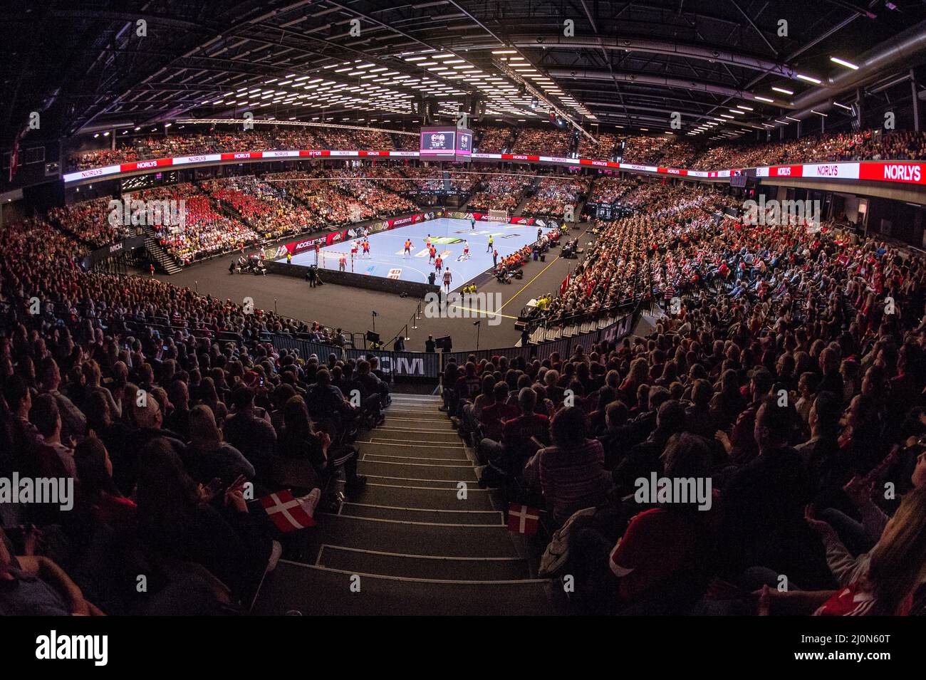 Herning, Denmark. 19th Mar, 2022. Jyske Bank Boxen seen during the ...