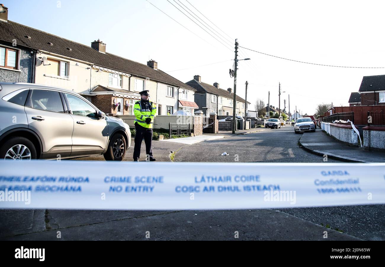 Garda at the scene in Finglas, north Dublin, where a woman in her 30s ...