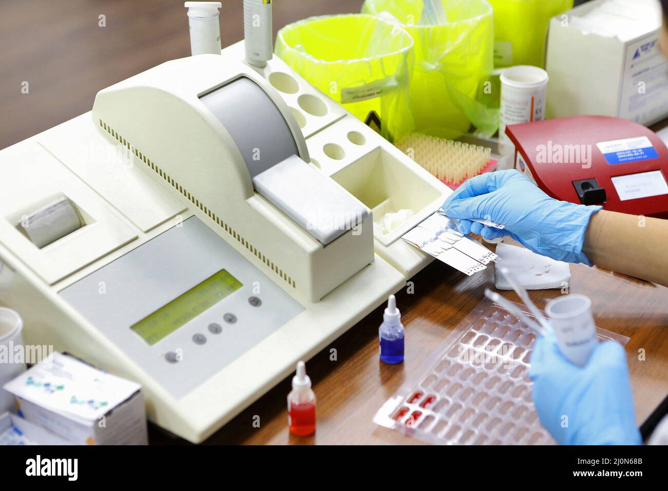 Blood transfer. A woman takes blood for analysis. Checking blood ...
