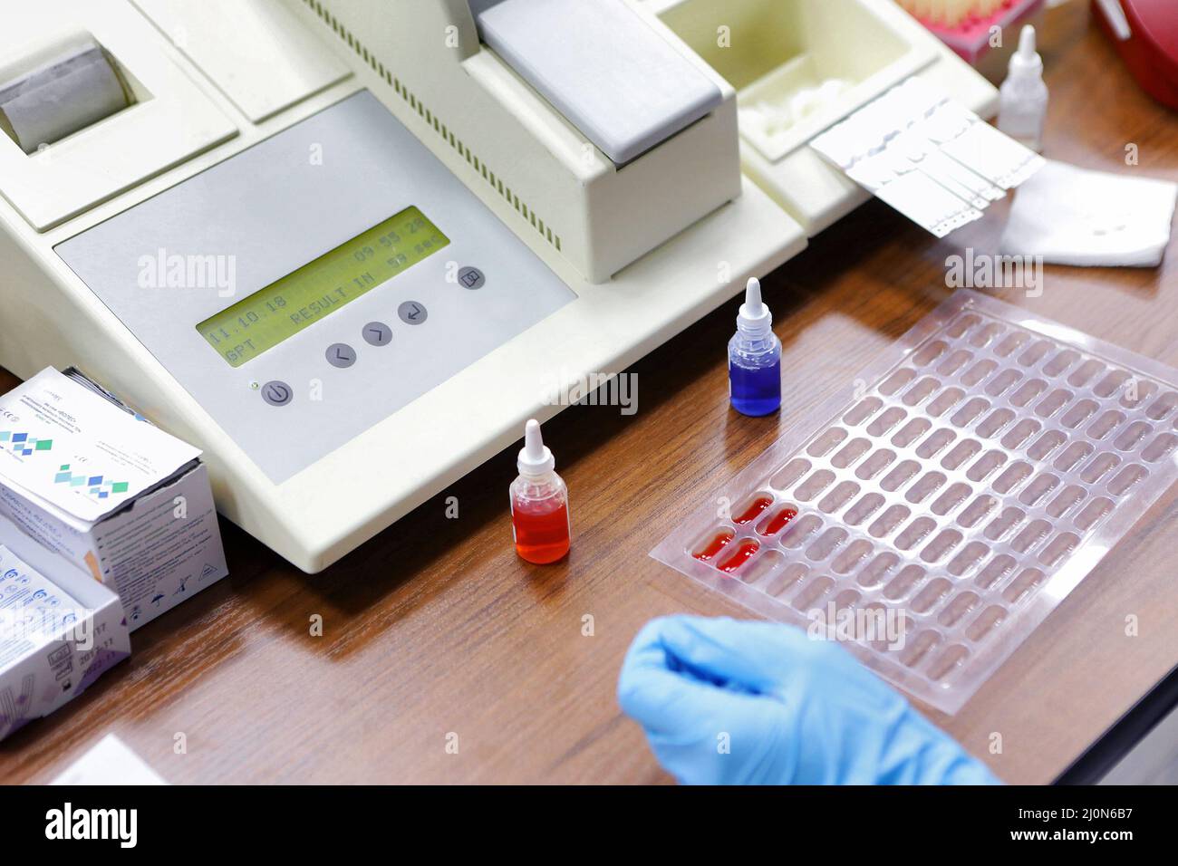 Blood transfer. A woman takes blood for analysis. Checking blood ...