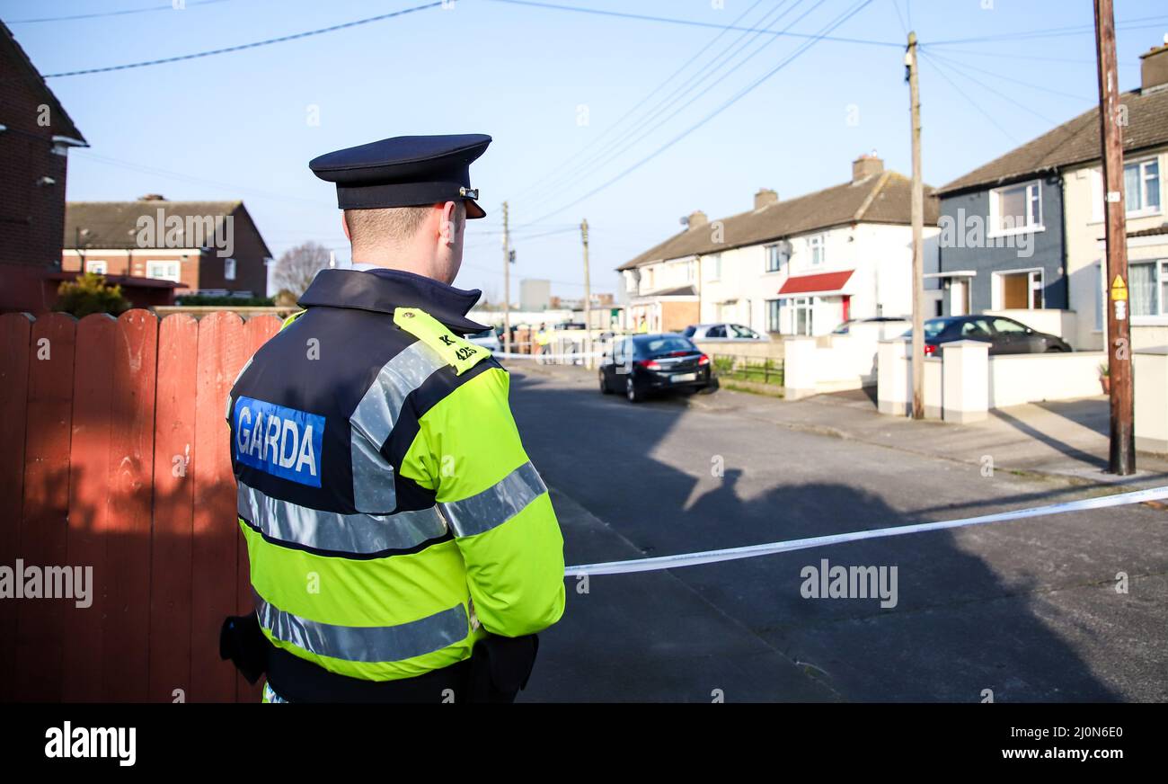 Garda at the scene in Finglas, north Dublin, where a woman in her 30s ...