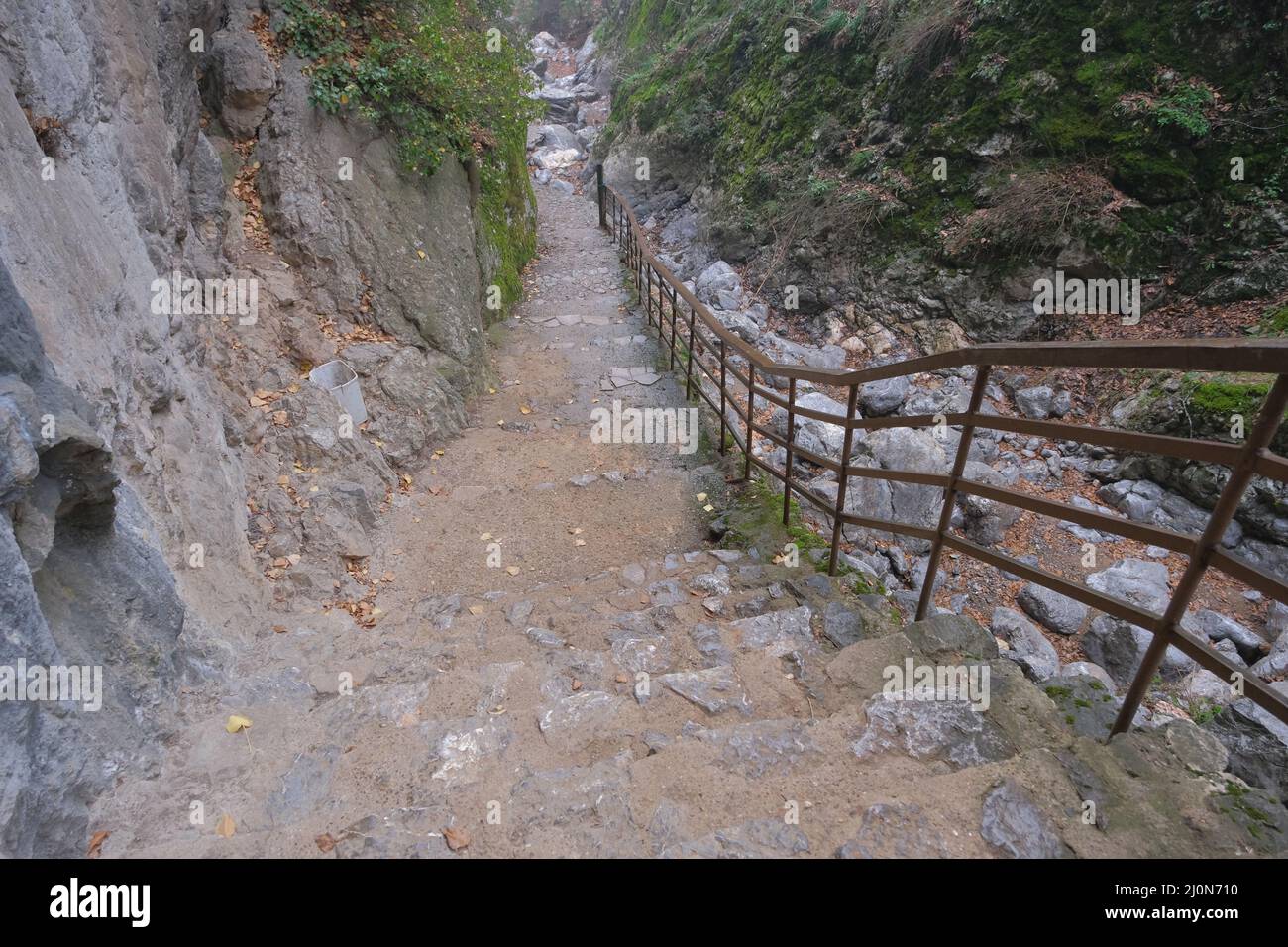 High angle stone way near river, stairs made at nature Stock Photo - Alamy