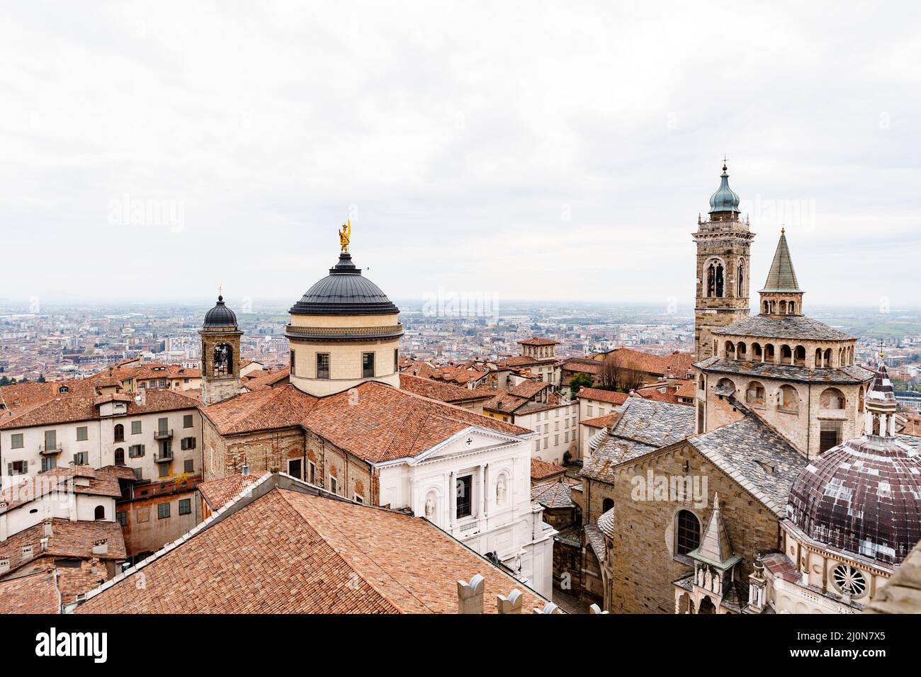 View of the Cathedral of St. Alexander of Bergamo and the Basilica of ...