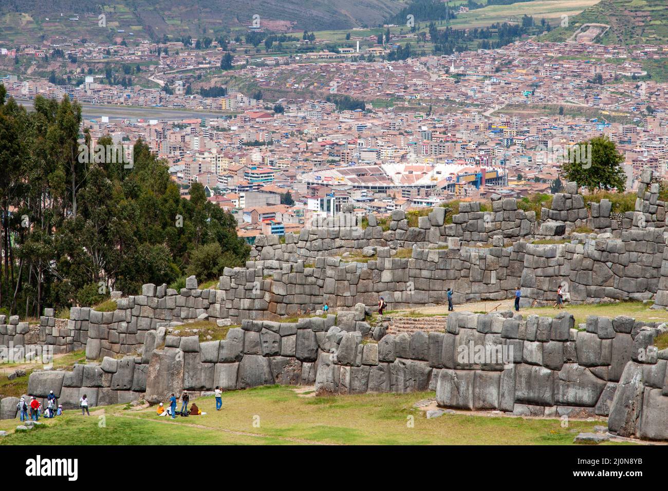 Saqsaywaman Inca archaeological site with large stone walls in Cusco ...