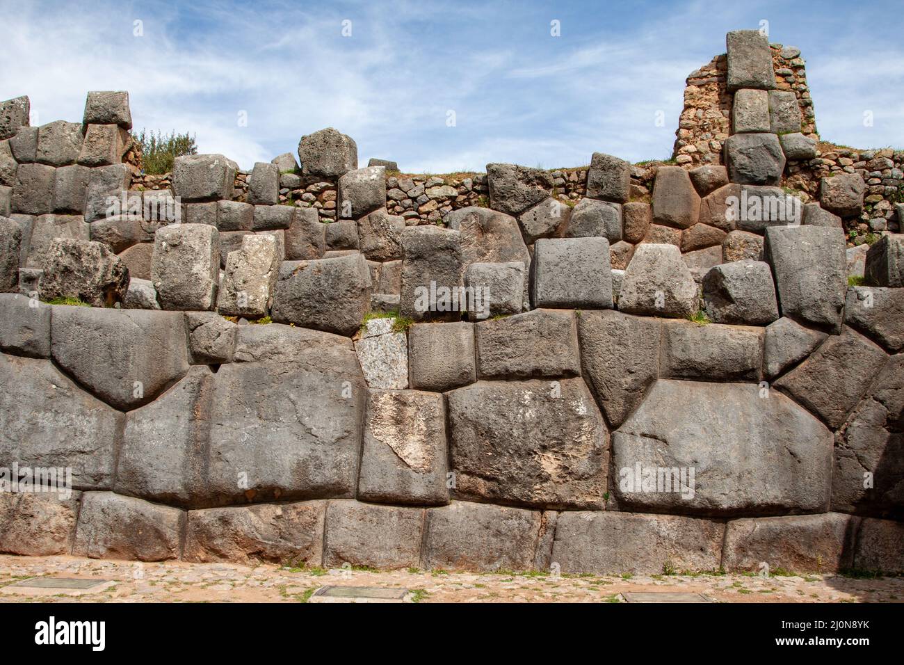 Saqsaywaman Inca archaeological site with large stone walls in Cusco ...